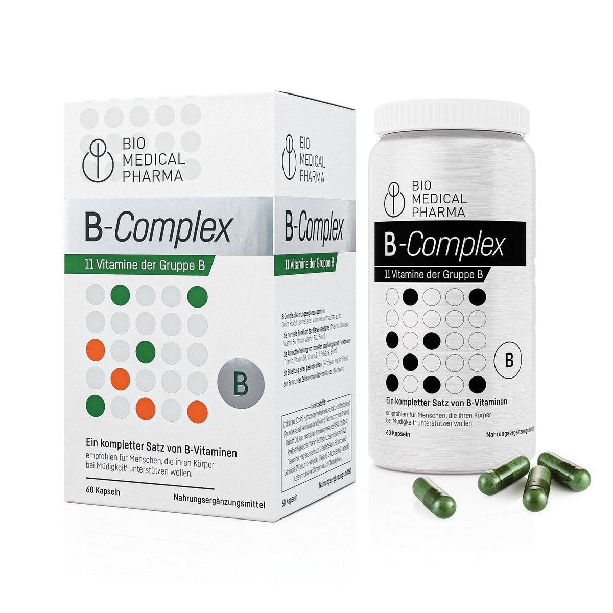 Vitamin B-Complex Capsules with 11 B-Vitamins