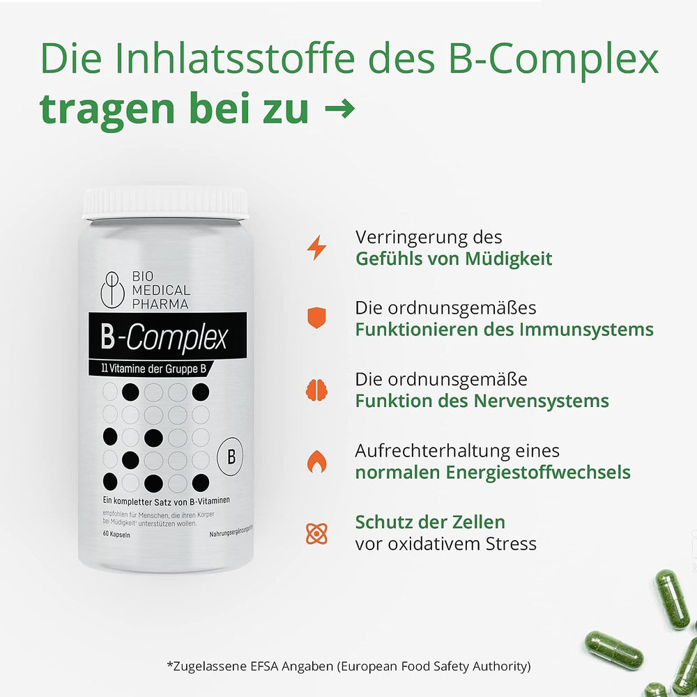 Vitamin B-Complex Capsules with 11 B-Vitamins